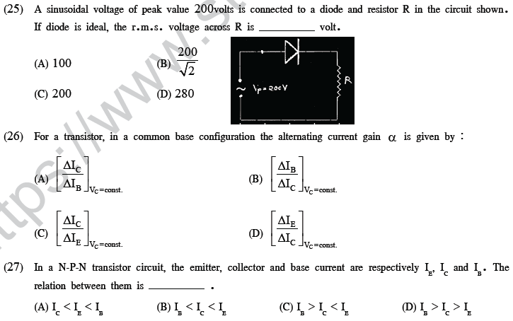 NEET UG Physics Semiconductor Electronics MCQs, Multiple Choice Questions